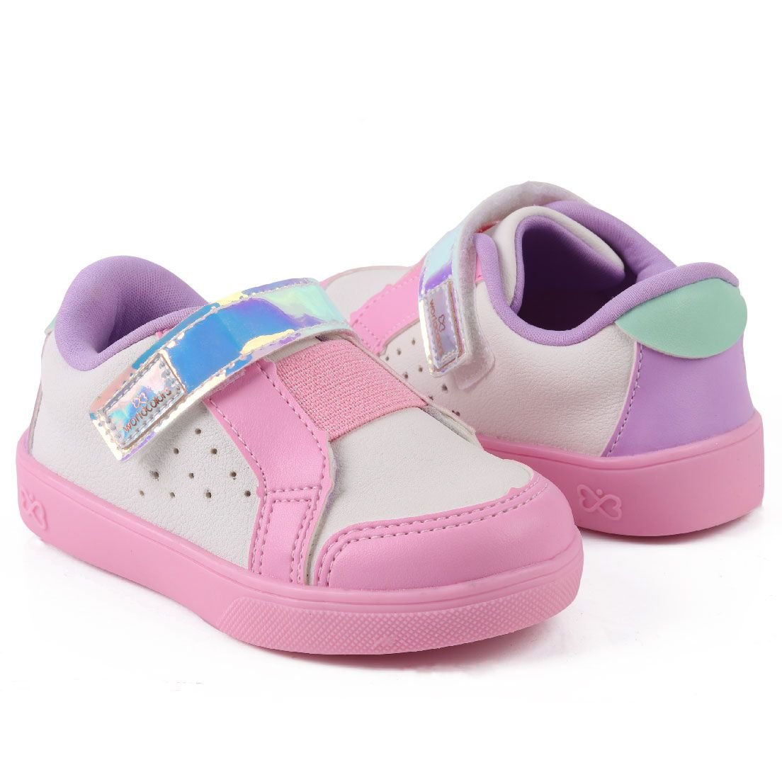 Tênis Infantil Feminino Casual Com Elástico Duda Kids - Multicolorido