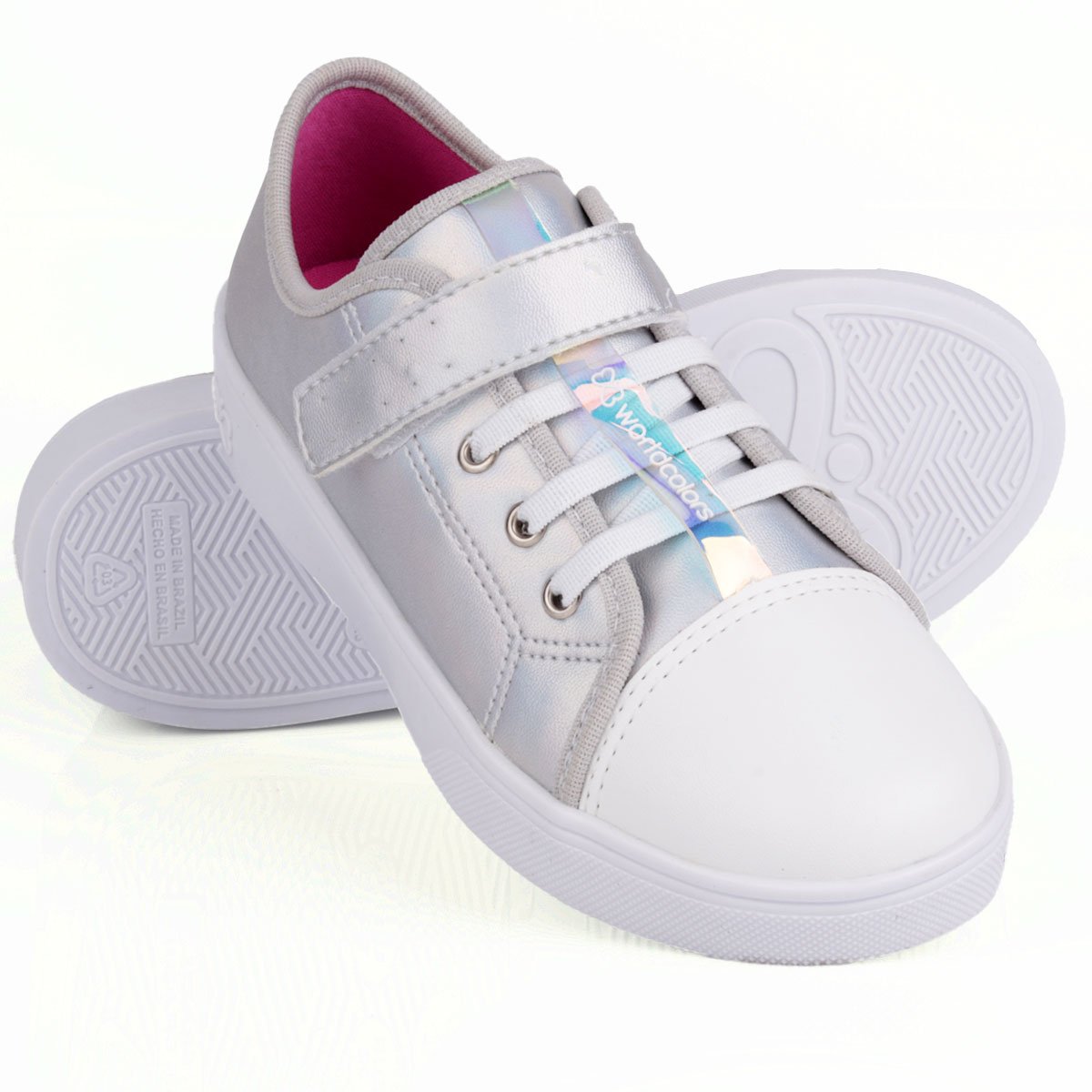 Tênis Infantil Feminino Casual Duda Kids WorldColors - Prata